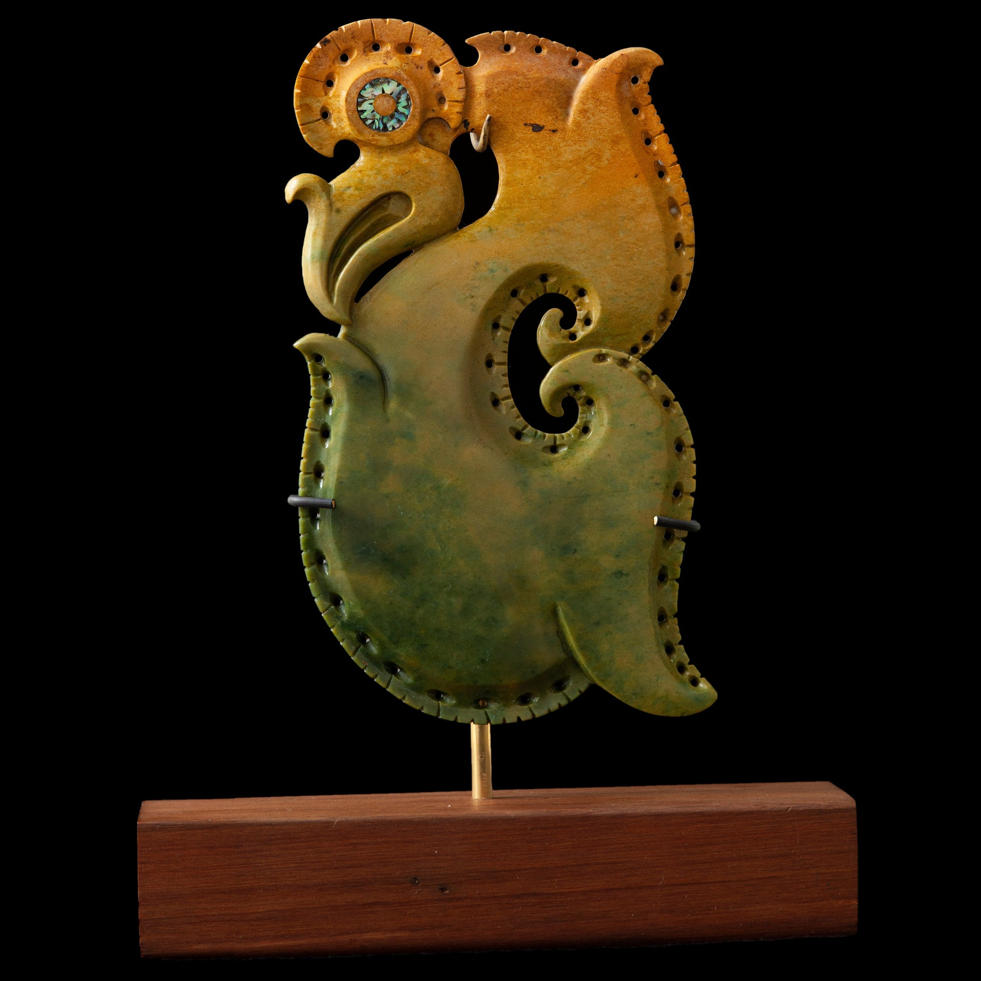 Large Flower Jade Manaia Sculpture by Alex Sands - Buy Kiwi Direct