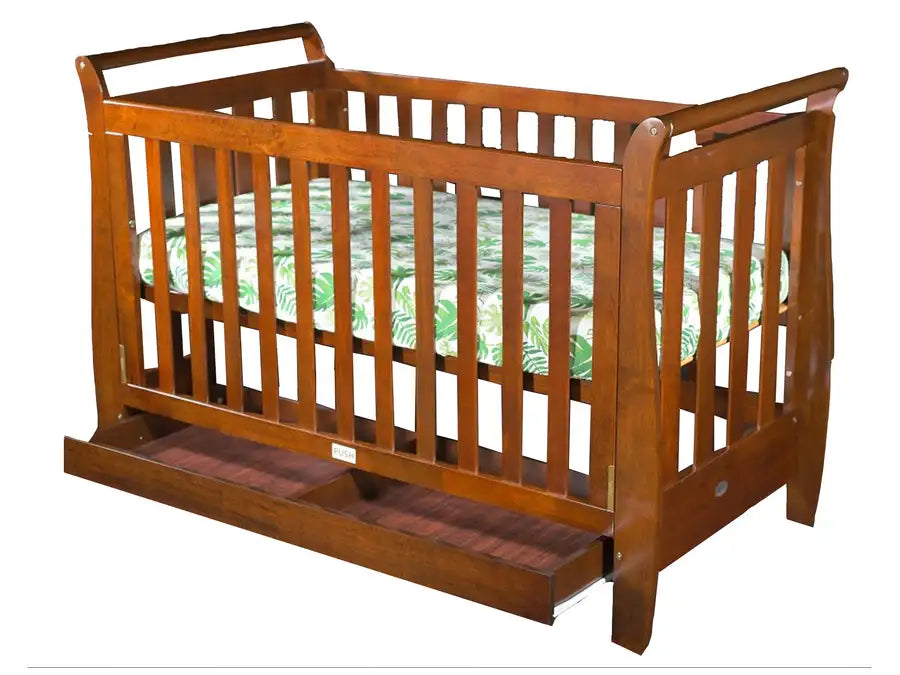 Kapai NOVA Wooden Drop Side Cot with Drawer - COFFEE - Buy Kiwi Direct